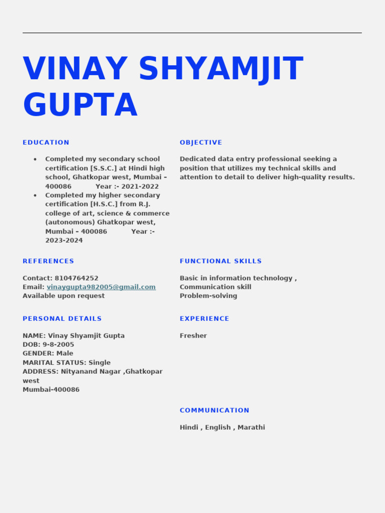 Vinay Resume | PDF