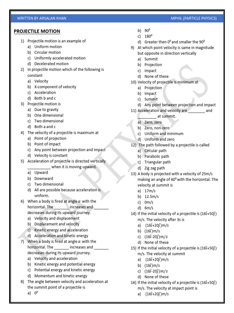 Projectile Motion Updated 2025 | PDF | Acceleration | Projectiles