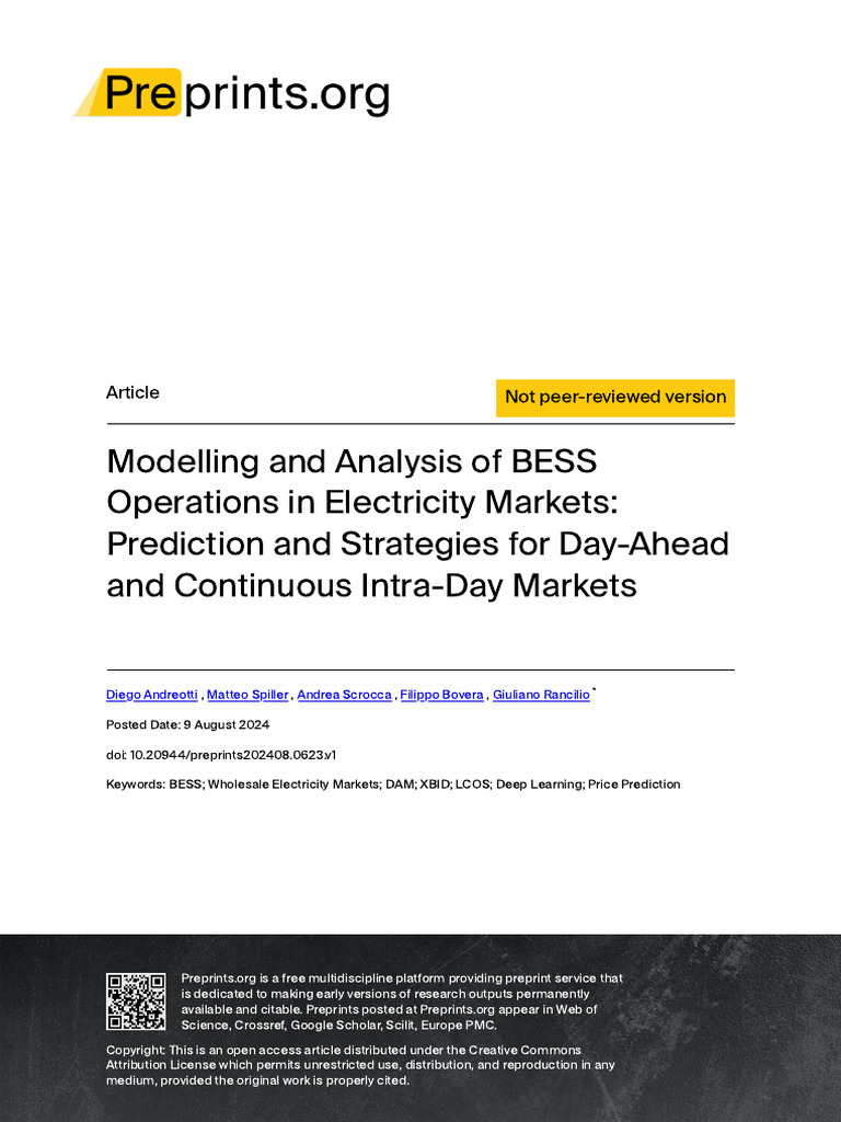 BESS Strategies in Electricity Markets | PDF | Renewable Energy ...