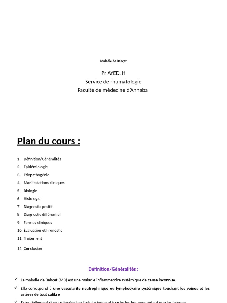 3 Maladie de Behcet | PDF | Maladies et troubles humains | Médecine ...
