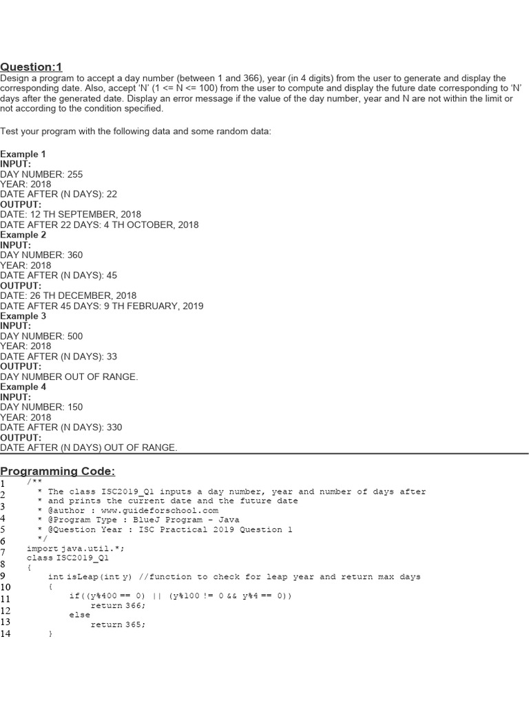 ISC Important Programs Questions 2021 | PDF | Computer Programming | Software Engineering