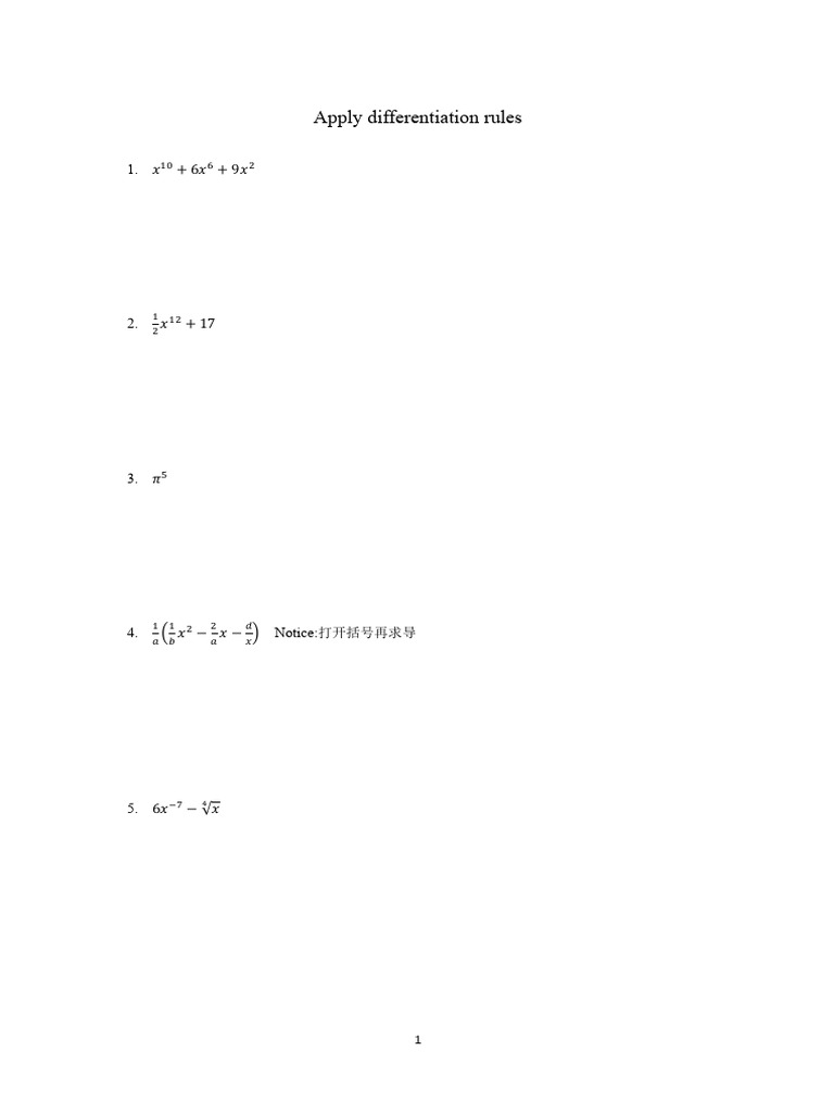 Apply Differentiation Rules | PDF