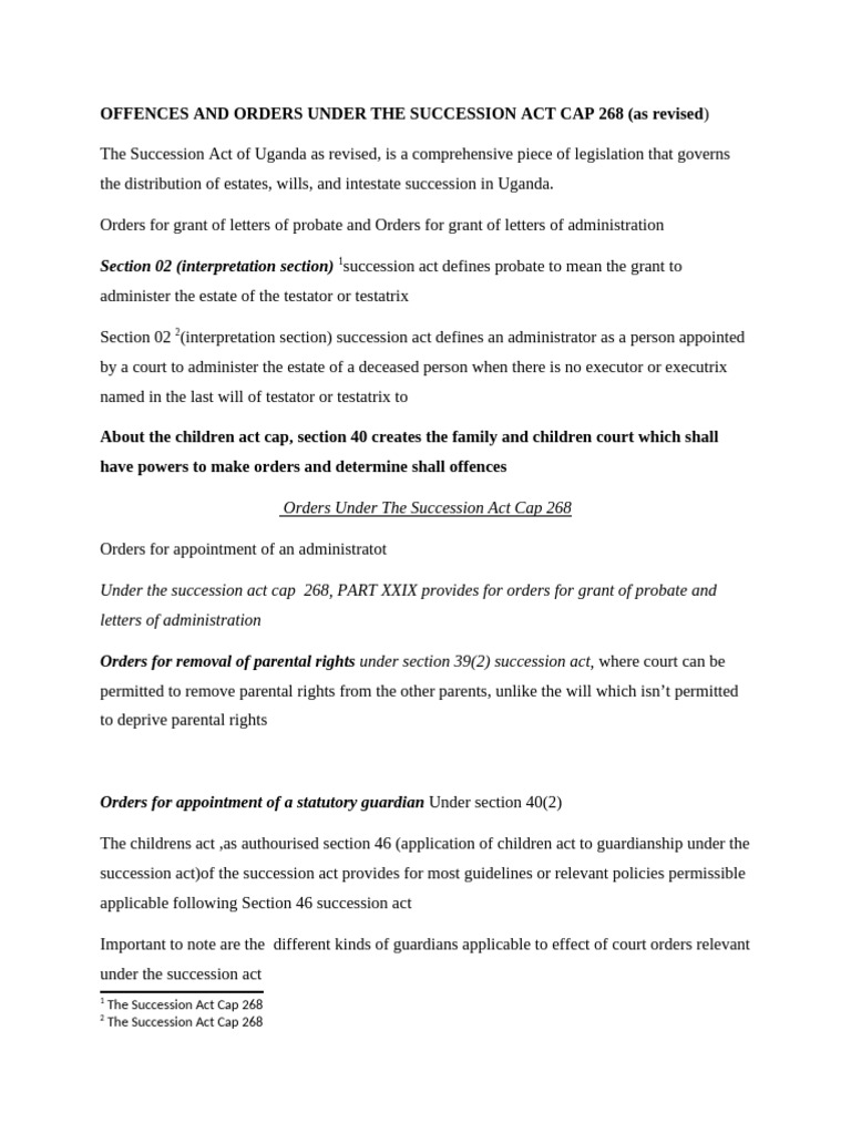 Offences and Orders in Succession Act | PDF | Will And Testament | Probate