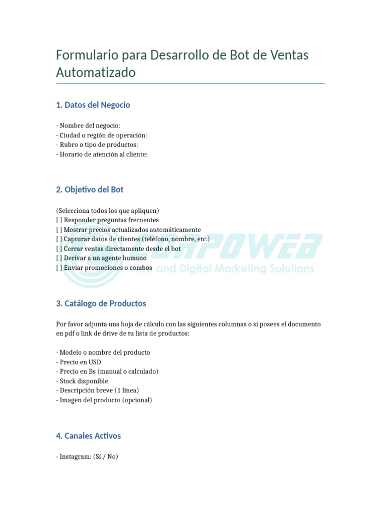 Formulario Brief Bot | PDF