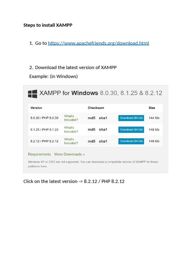 Steps To Install XAMPP | PDF