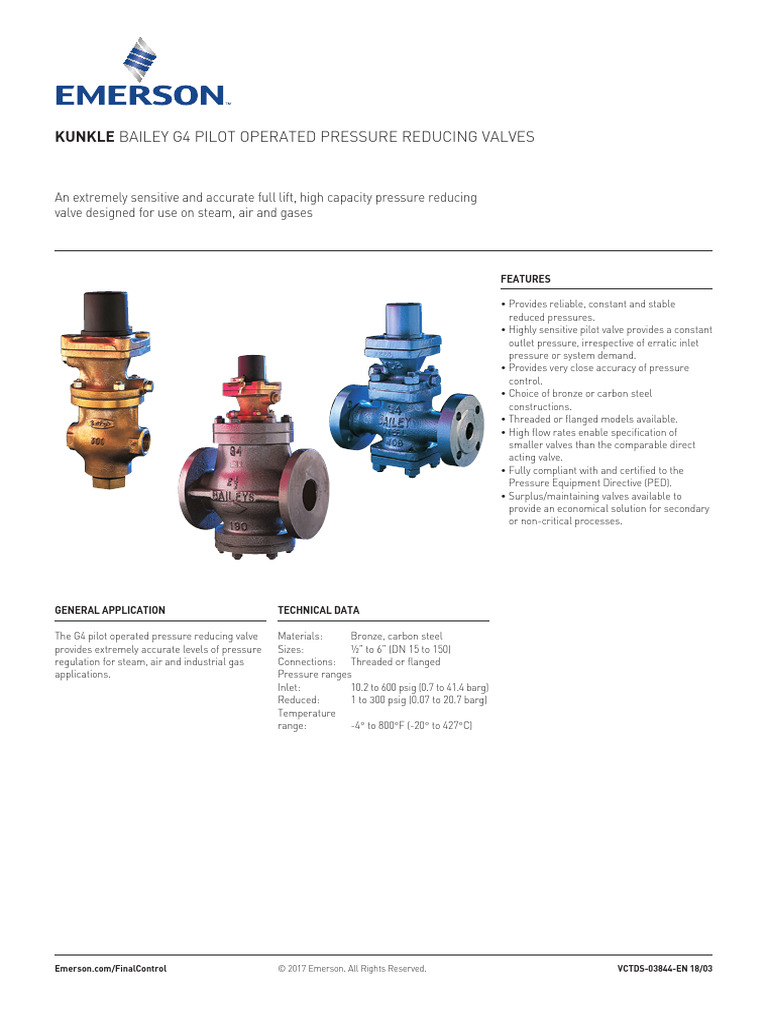 Data Sheets Kunkle Bailey g4 Pilot Operated Pressure Reducing Valves ...