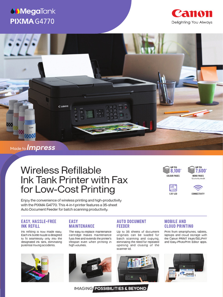 Canon G4770 Printer Specifications | PDF | Image Scanner | Printer ...