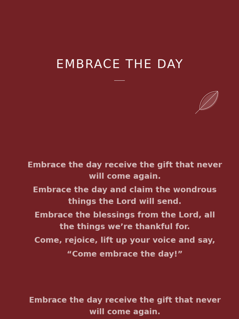 Embrace the Day: A Call to Joy | PDF