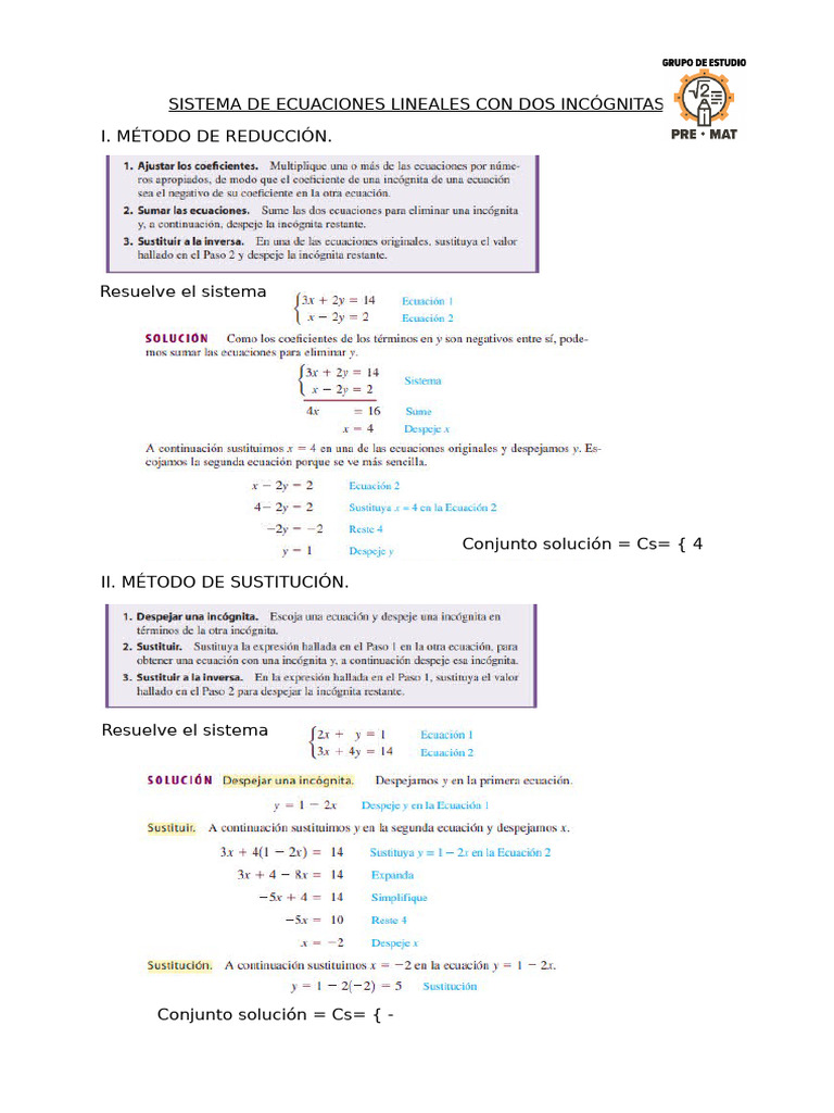 Sistema de Ecuaciones Lineales | PDF | Sistema de ecuaciones lineales ...