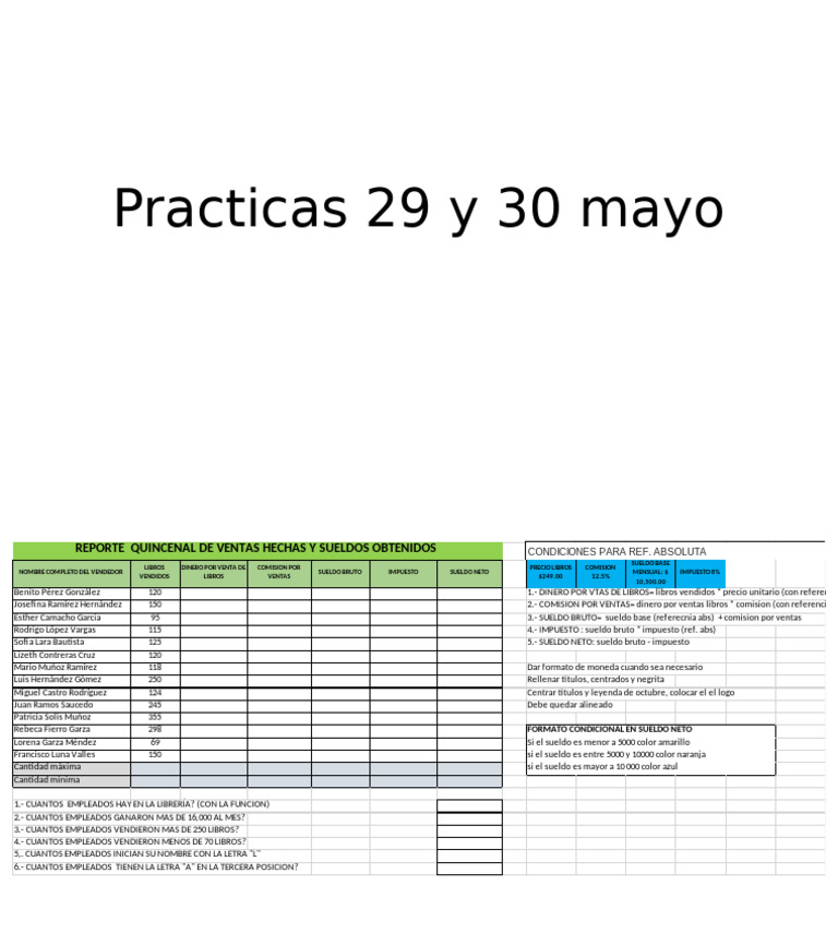 Practicas de Excel Prepa | PDF