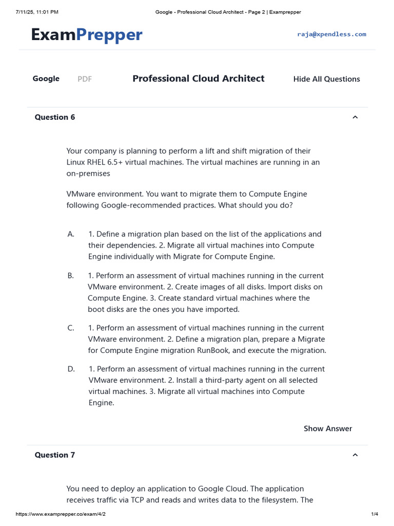 Google - Professional Cloud Architect - Page 2 - Examprepper | PDF | Virtual Machine | Cloud ...