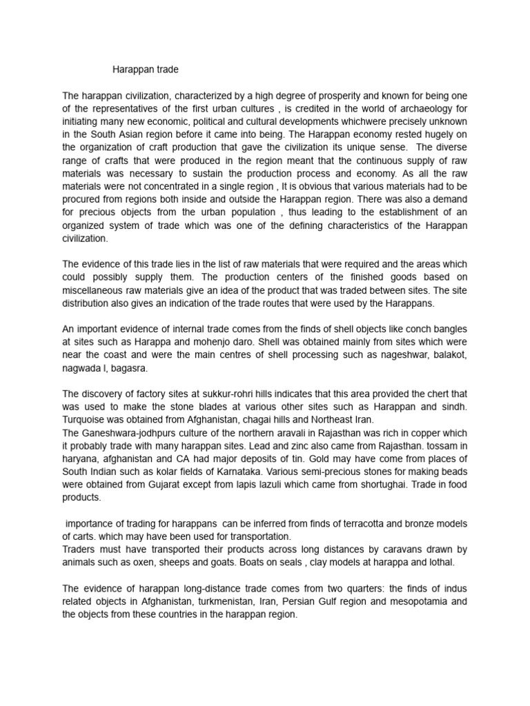 Trade in Harappa - History of India 1 | PDF