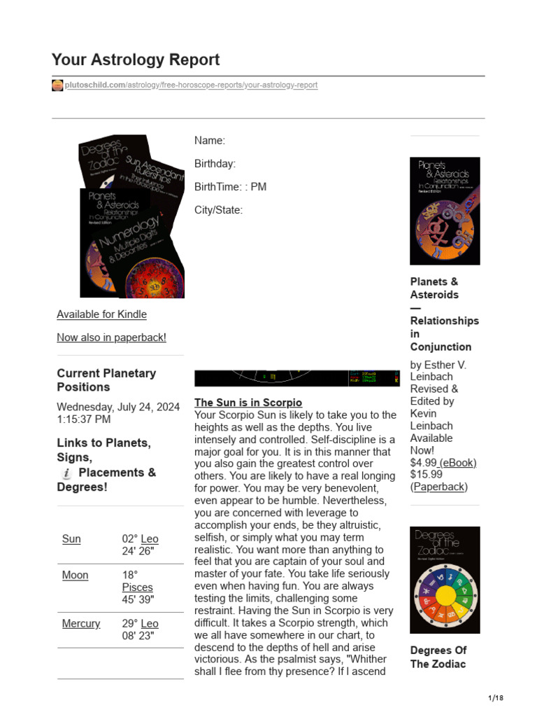 Your Astrology Report Overview | PDF | Planets In Astrology