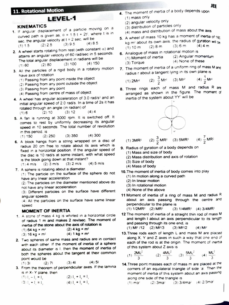 Rotational Motion NEET-JEE-CET | PDF | Rotation Around A Fixed Axis ...
