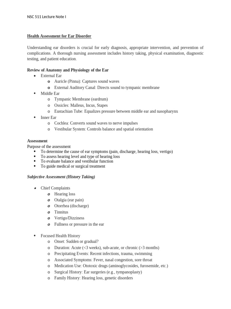 Ear and Nose Disorder Assessment Guide | PDF | Ear | Human Nose