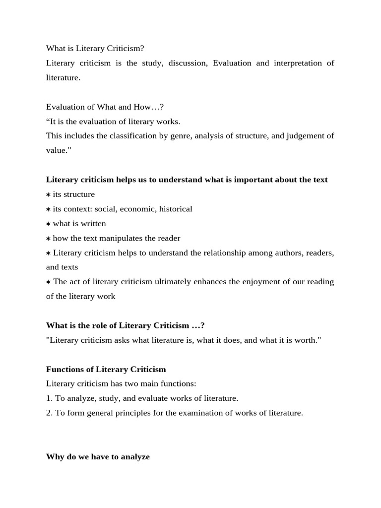 What Is Literary Criticism | PDF | Literary Criticism | Postcolonialism