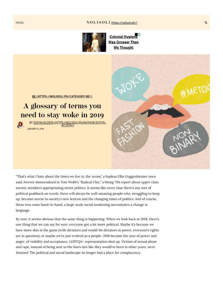 A Glossary of Terms You Need To Stay Woke in 2019 - NOLISOLI | PDF ...