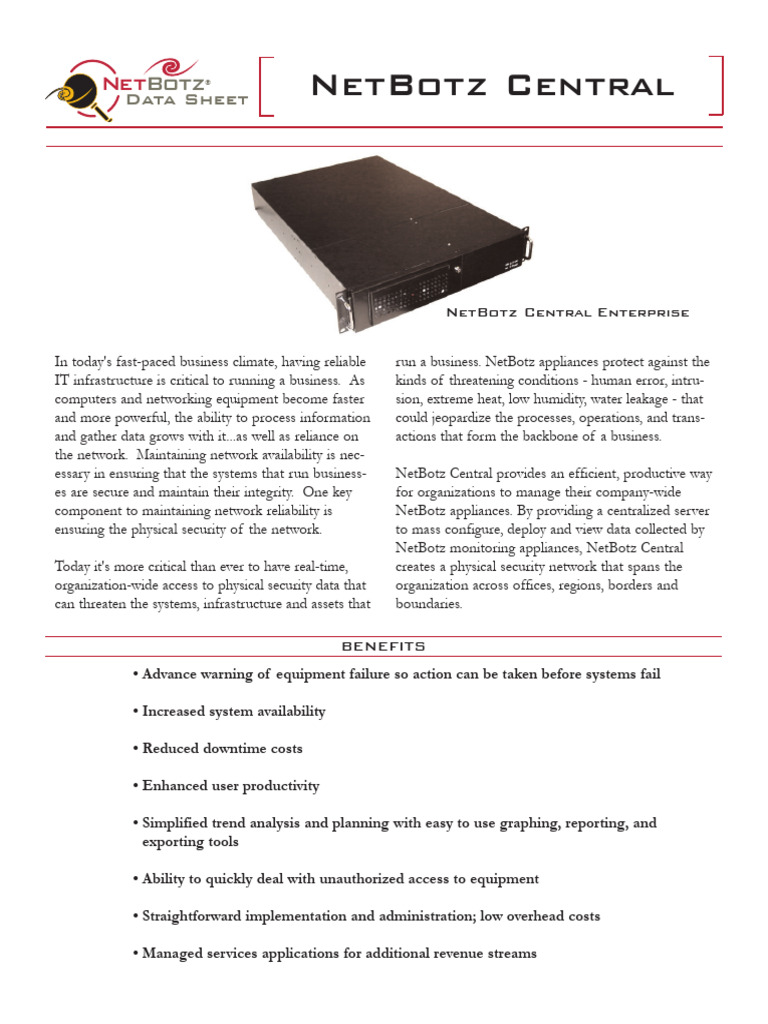NetBotz Central: Secure IT Infrastructure | PDF | Computer Network ...
