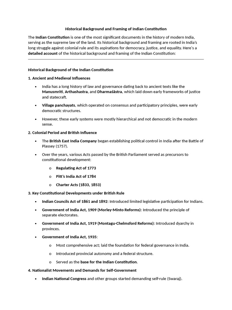 Historical Context of Indian Constitution | PDF | Rule Of Law ...