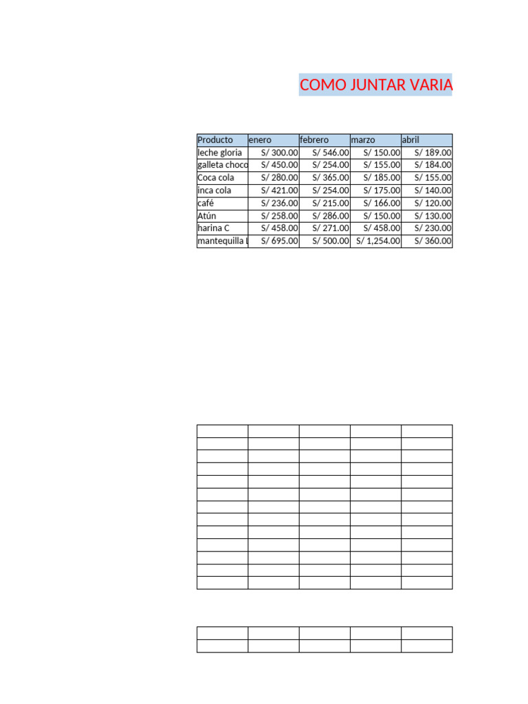 Juntar Varias Tablas en Una Curso Excel CONCATENAR TABLAS en EXCEL | PDF