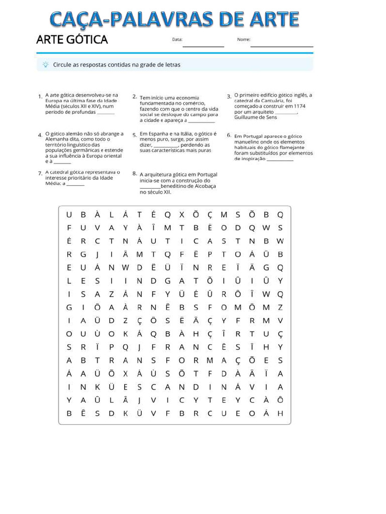 Caça Palavras de ARTE | PDF