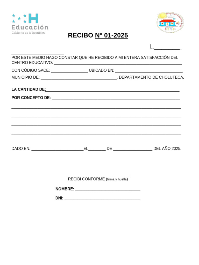 Recibo de Matrícula Escolar 2025 | PDF