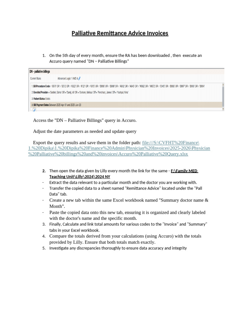 Palliative Remittance Advice Invoices | PDF