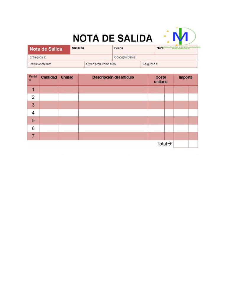Nota de Salida | PDF