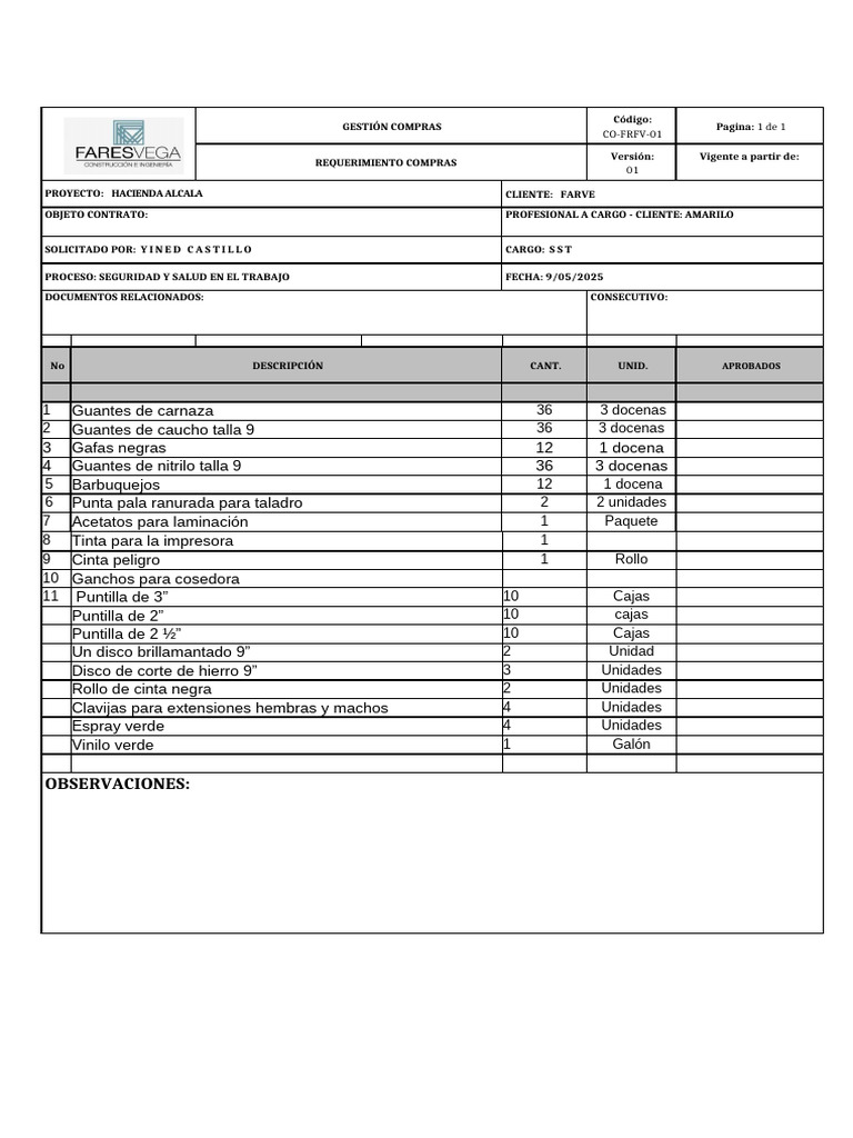 Formato Solicitud Requerimiento | PDF