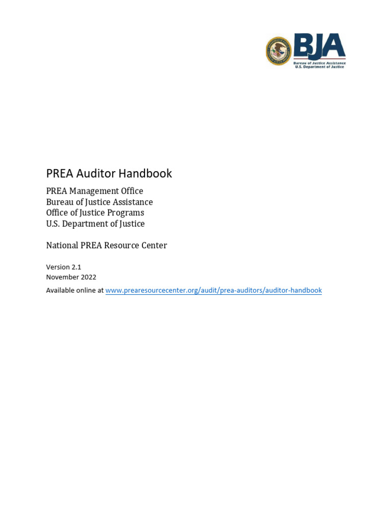 PREA Auditor Handbook Overview | PDF | Audit | Employment