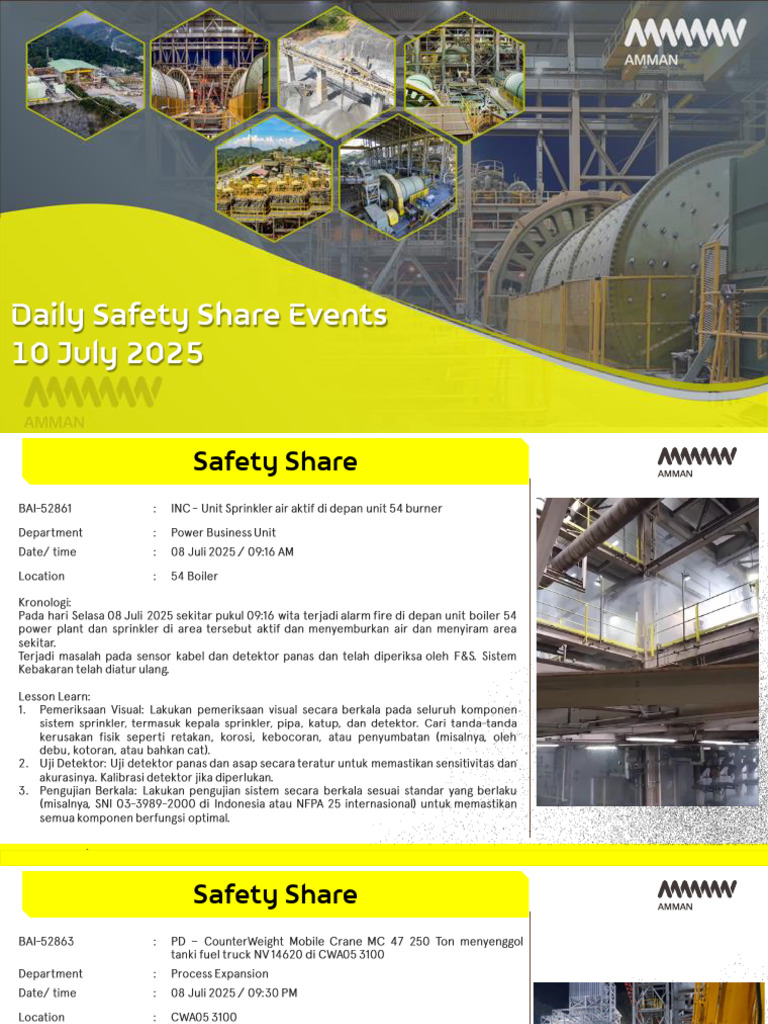 Daily Safety Share Events Overview | PDF