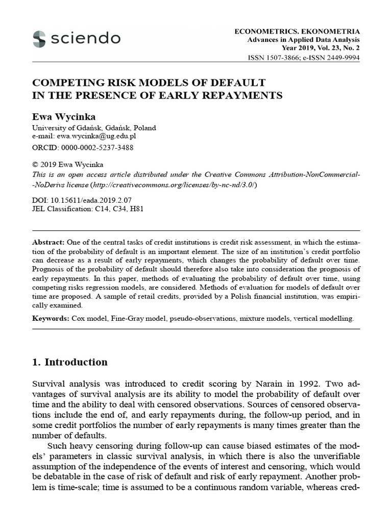 Competing Risk Models of Default In | PDF | Receiver Operating Characteristic | Probability ...