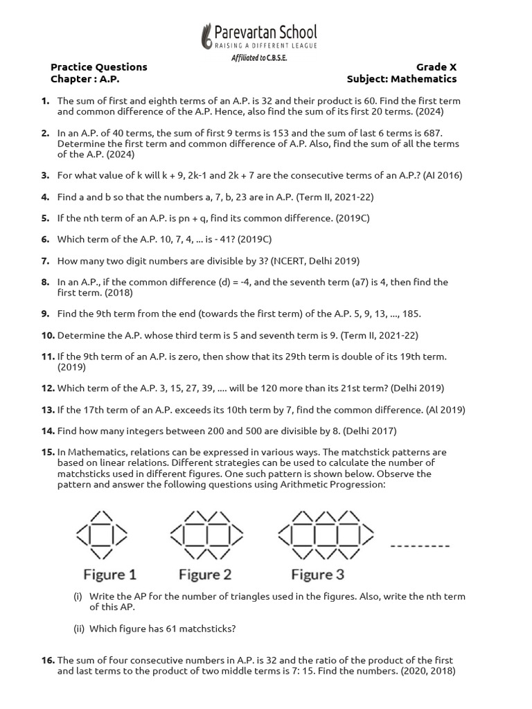 Grade10 - AP - Practice Questions | PDF | Elementary Mathematics | Arithmetic