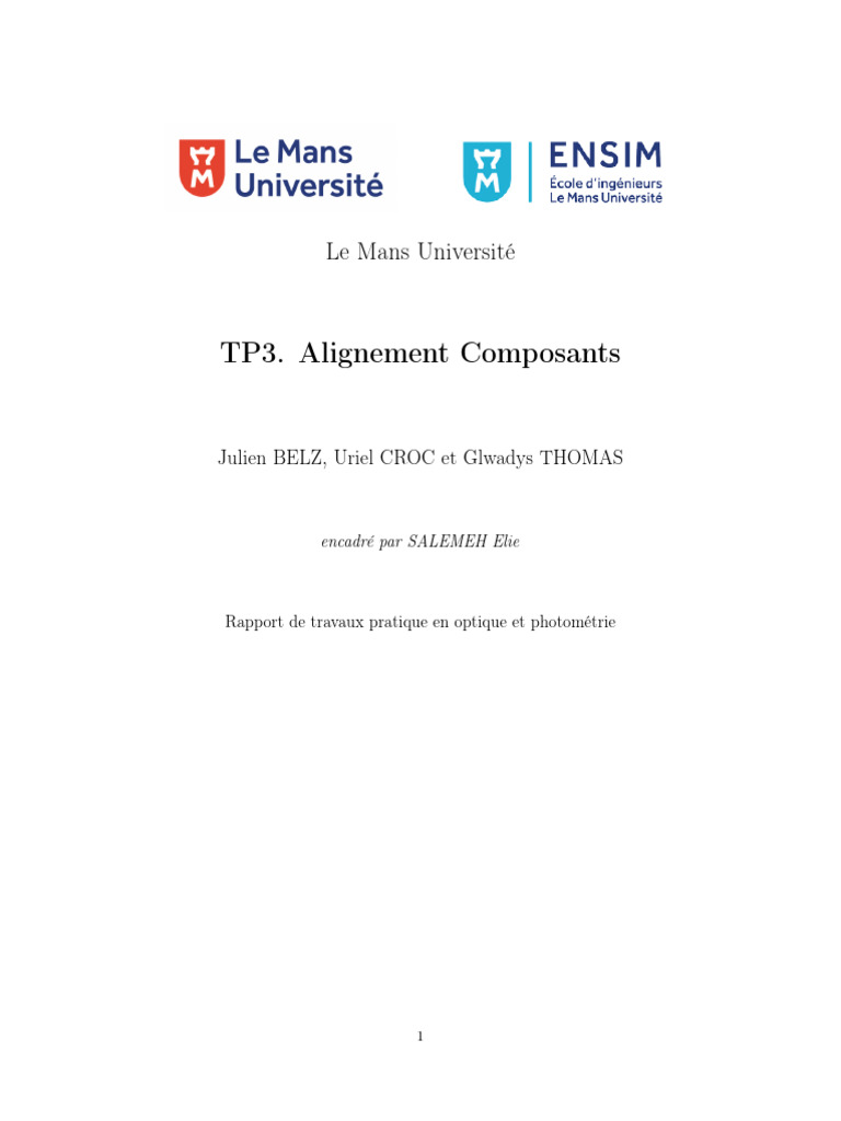 Alignement Optique des Composants | PDF | Laser | Rotation