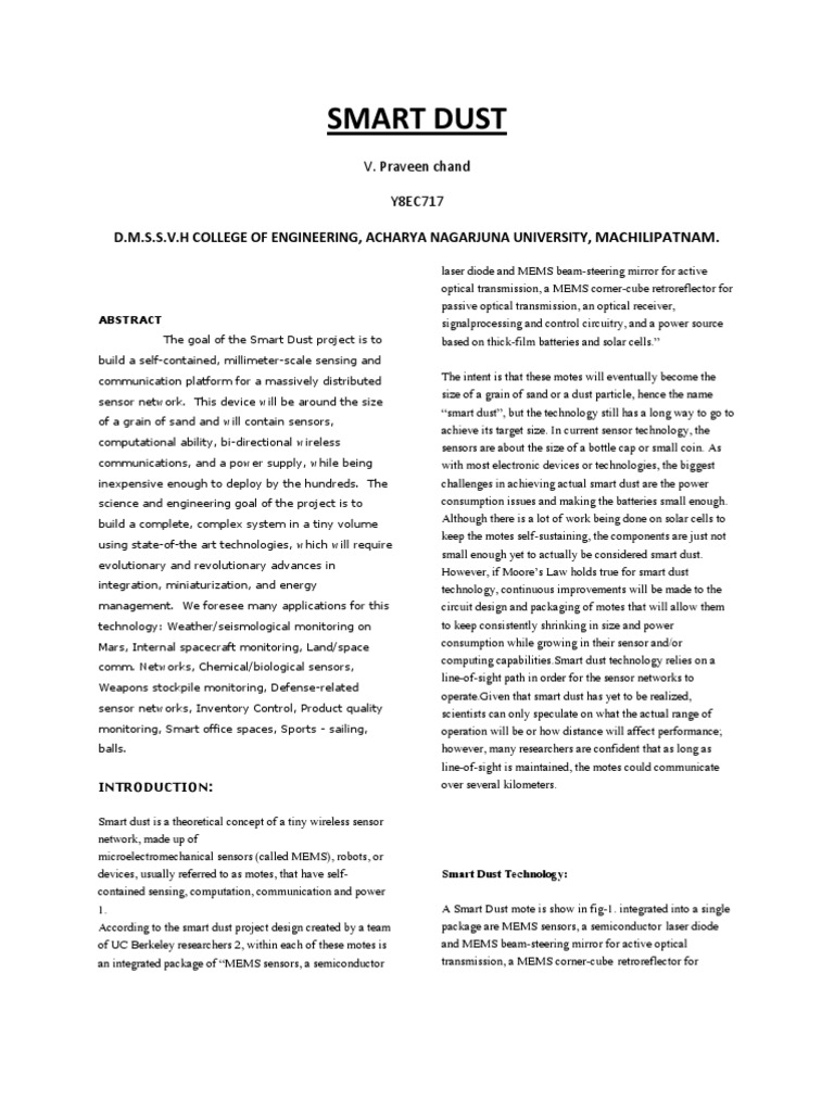 Smart Dust | PDF | Wireless Sensor Network | Radio