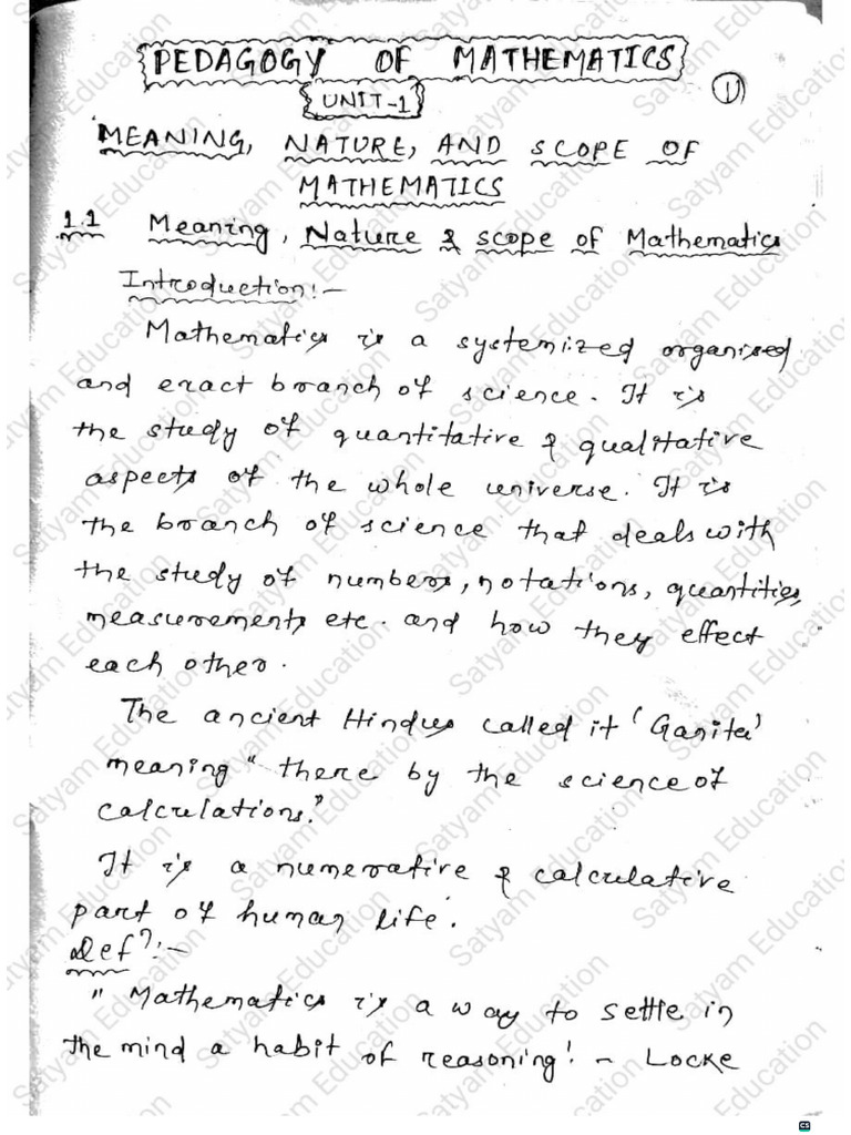 Pedagogy Of Mathematics Pdf