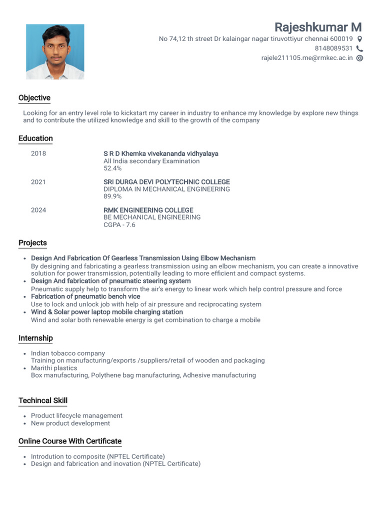 Entry-Level Mechanical Engineer Resume | PDF