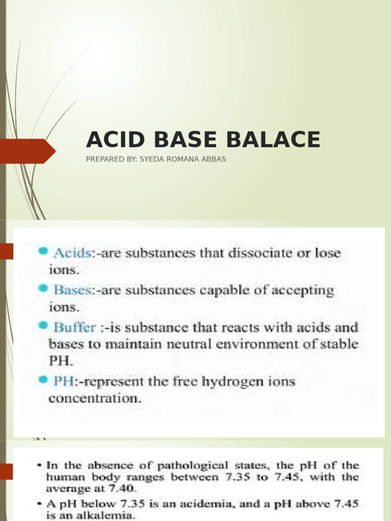 Acid Base Balace 2 Pathophysiology 3rd Semister | PDF