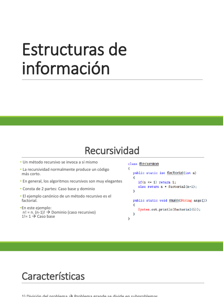Características de la Recursividad | PDF | Recursividad | Algoritmos