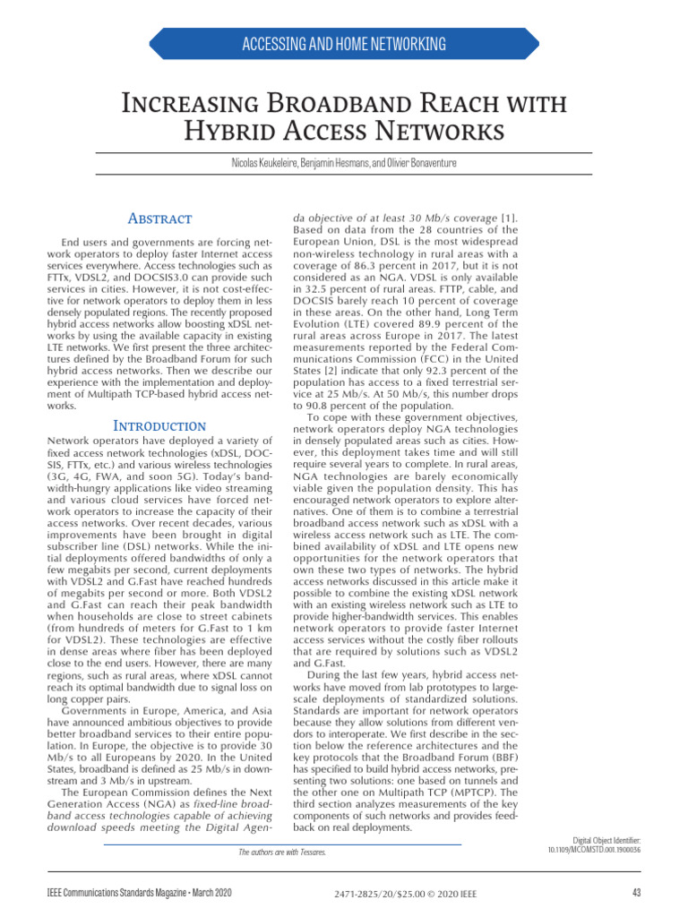 Hybrid Access Networks for Broadband Expansion | PDF | Transmission ...