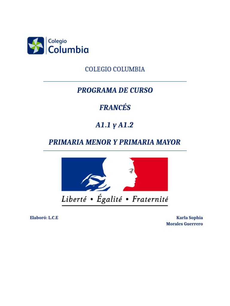 Programa de Francés 3ERO PRIM | PDF | Verbo | Tipología Lingüística