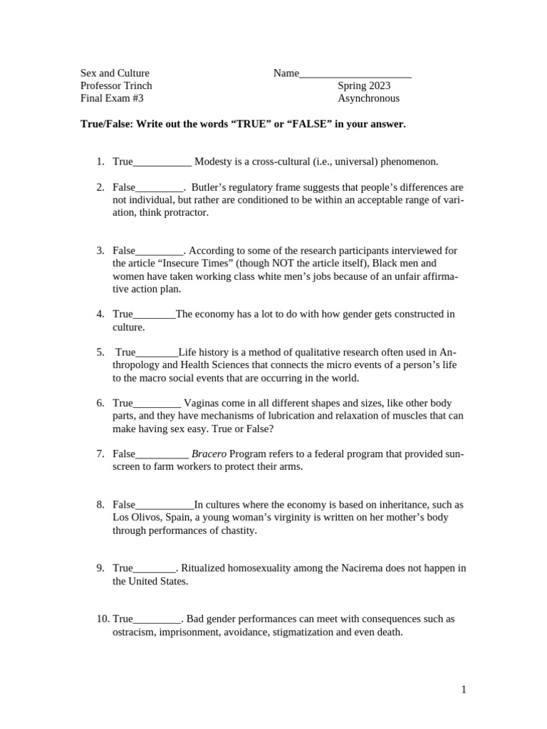 Gnitc Exam on Gender and Culture | PDF | Virginity | Marriage