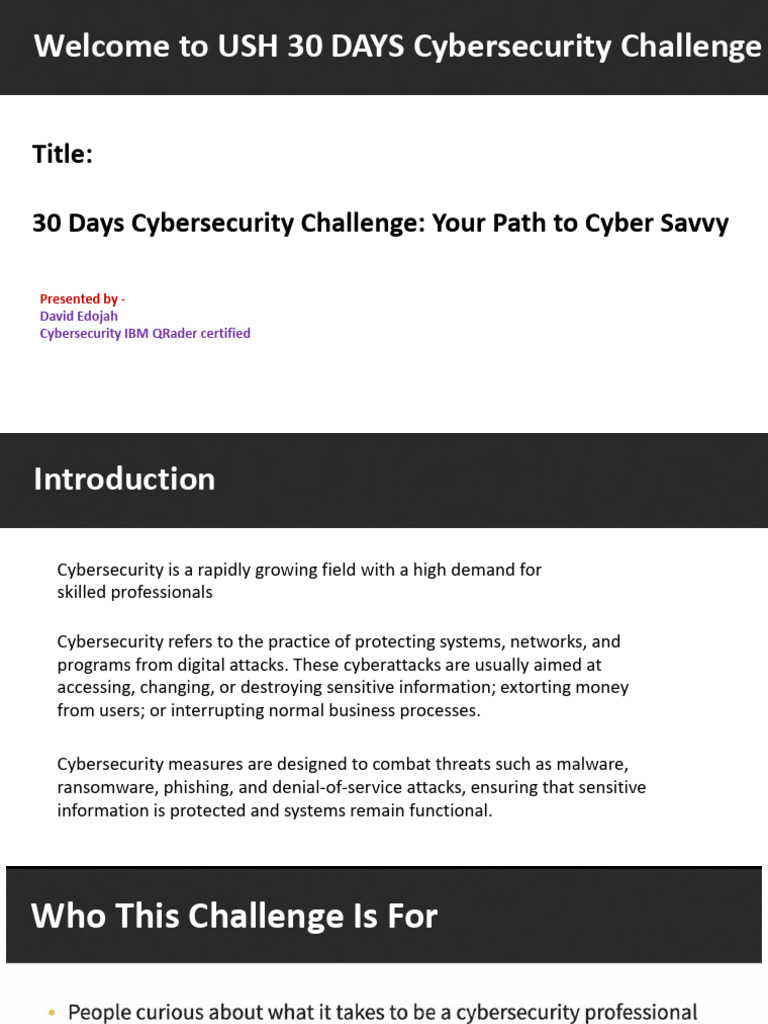 30-Day Cybersecurity Skills Challenge | PDF | Security | Computer Security