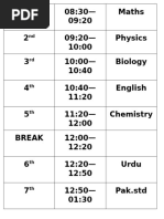 NEW Class Time Table 2025 26 | PDF