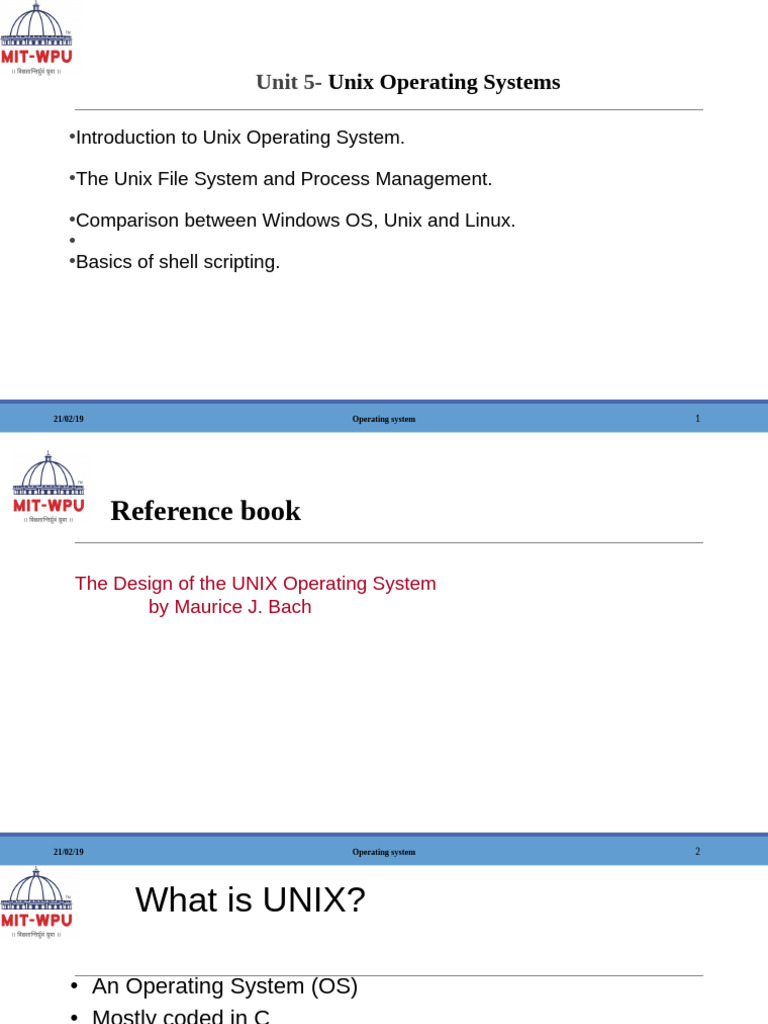 UNIT 5 - UNIX Operating System | PDF | Unix | File System