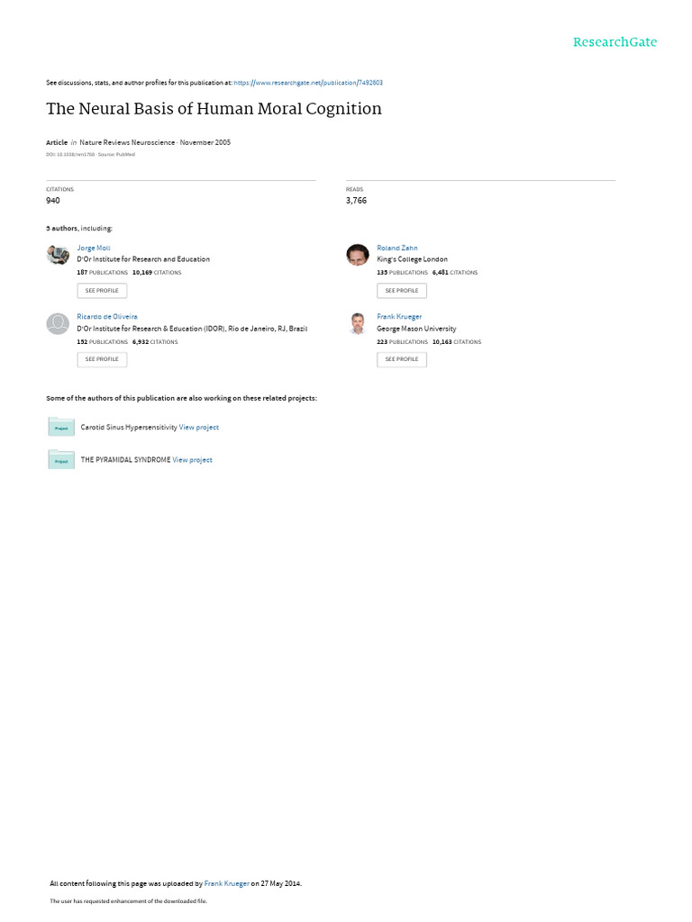 Axurt3ZW5x4wogOTcXyQthe Neural Basis of Human Moral Cognition | PDF ...