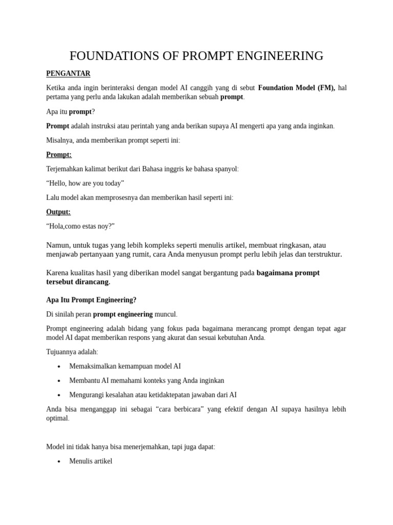 Foundations of Prompt Engineering | PDF