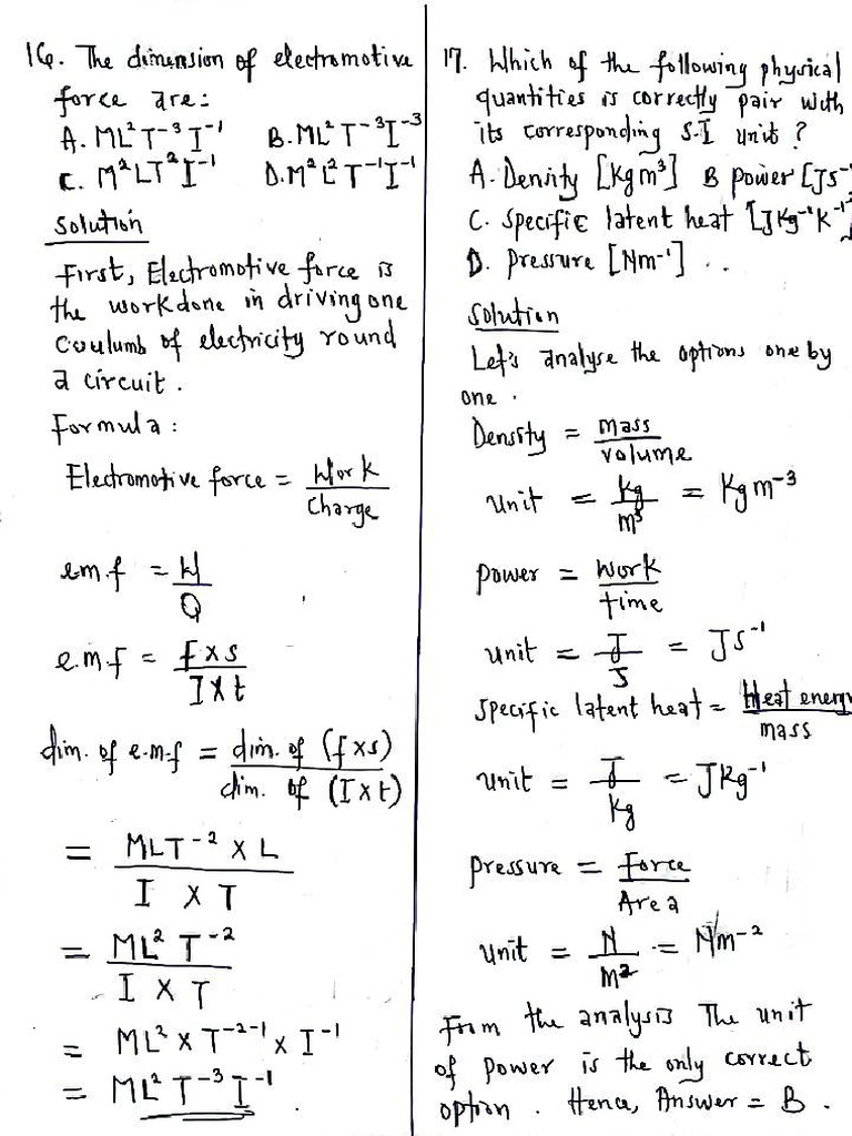 Question and Answer On Dimensional Analysis | PDF