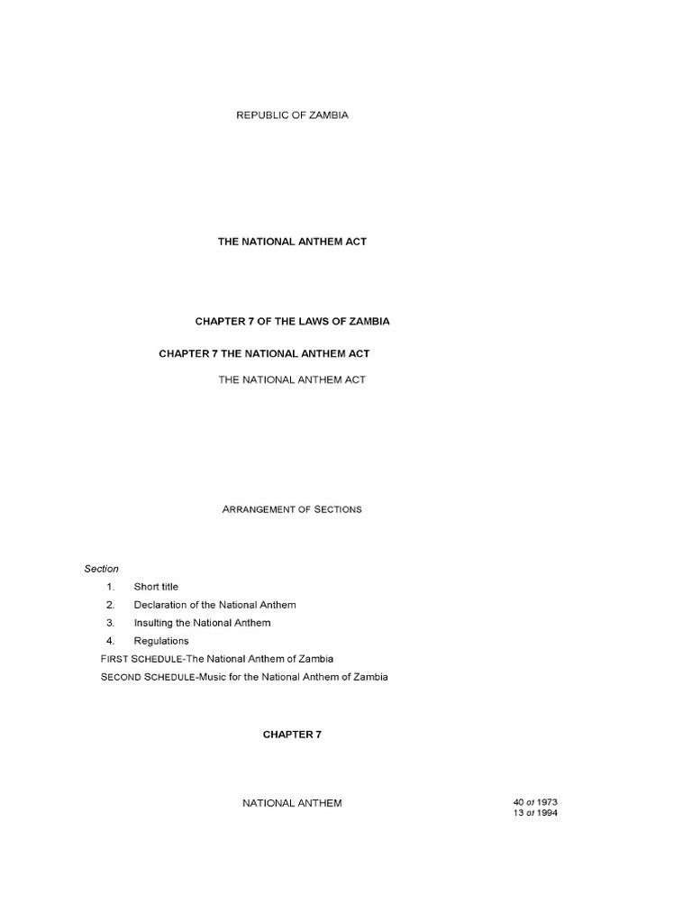 National Anthem Act 40 of 1973 | PDF