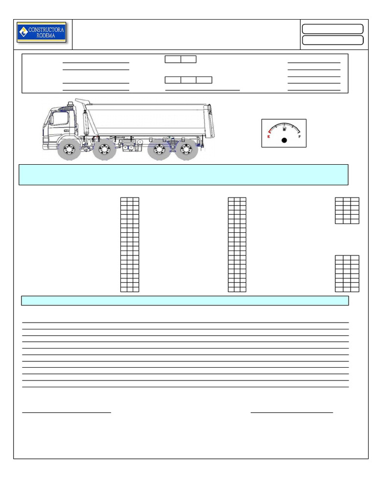 Checklist de Inspección de Volquete | PDF | Vehículo de motor | Coche
